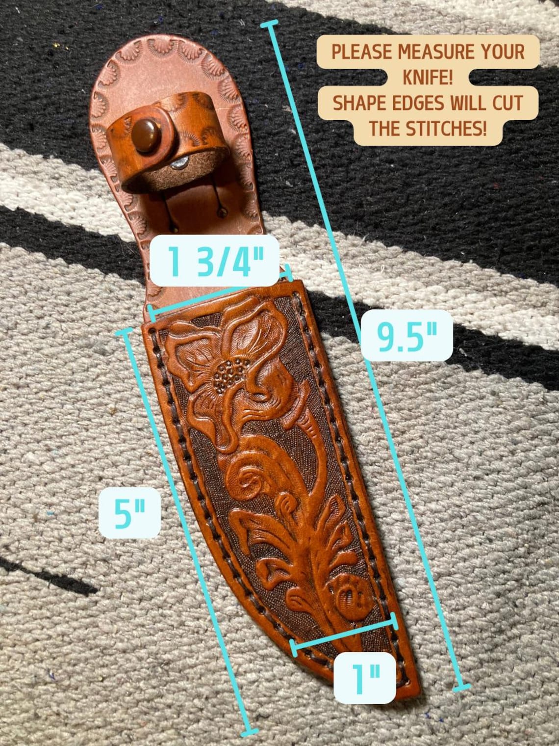 Handcrafted Leather Knife Sheath – up to a 5" Blade | Floral Tooling - Etsy