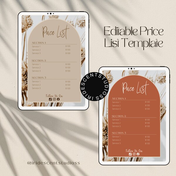 Price List Instagram - Etsy