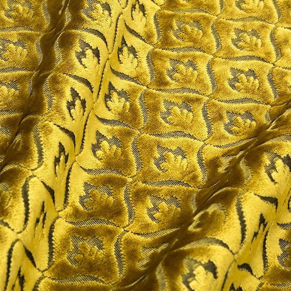 Gold Jacquard Velvet Fabric for Furniture Bags Accessories. - Etsy