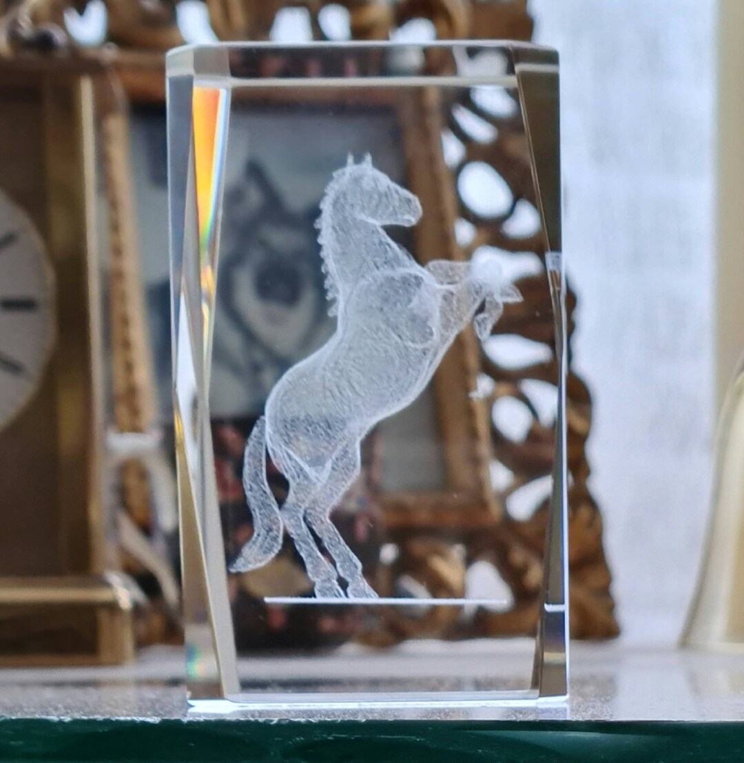 Vintage Crystal Glass Paperweight 3D Horse Design - Etsy