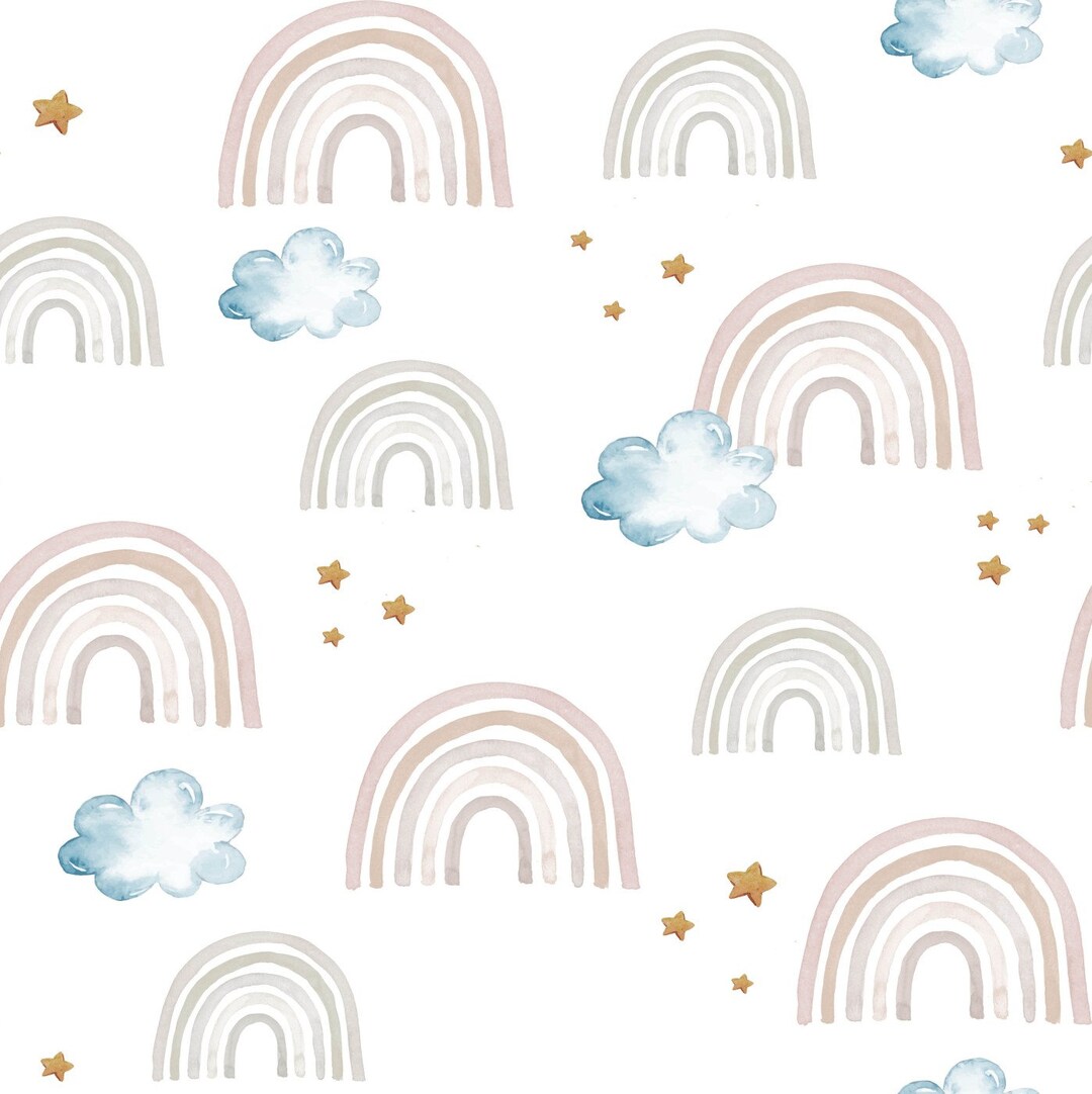 Regenbogen Wolke pastell rosa blau Baumwolle Jersey Musselin - Etsy.de