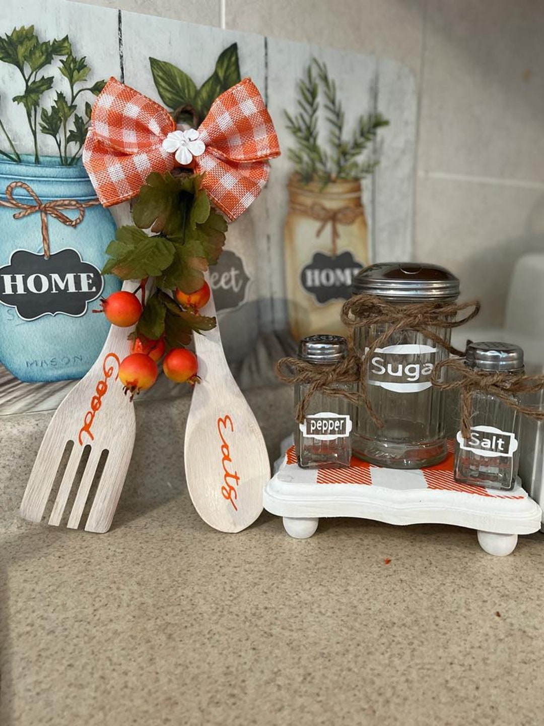 Kitchen Set / Wooden Spoon & Fork Kitchen Decor Utensils Farmhouse - Etsy