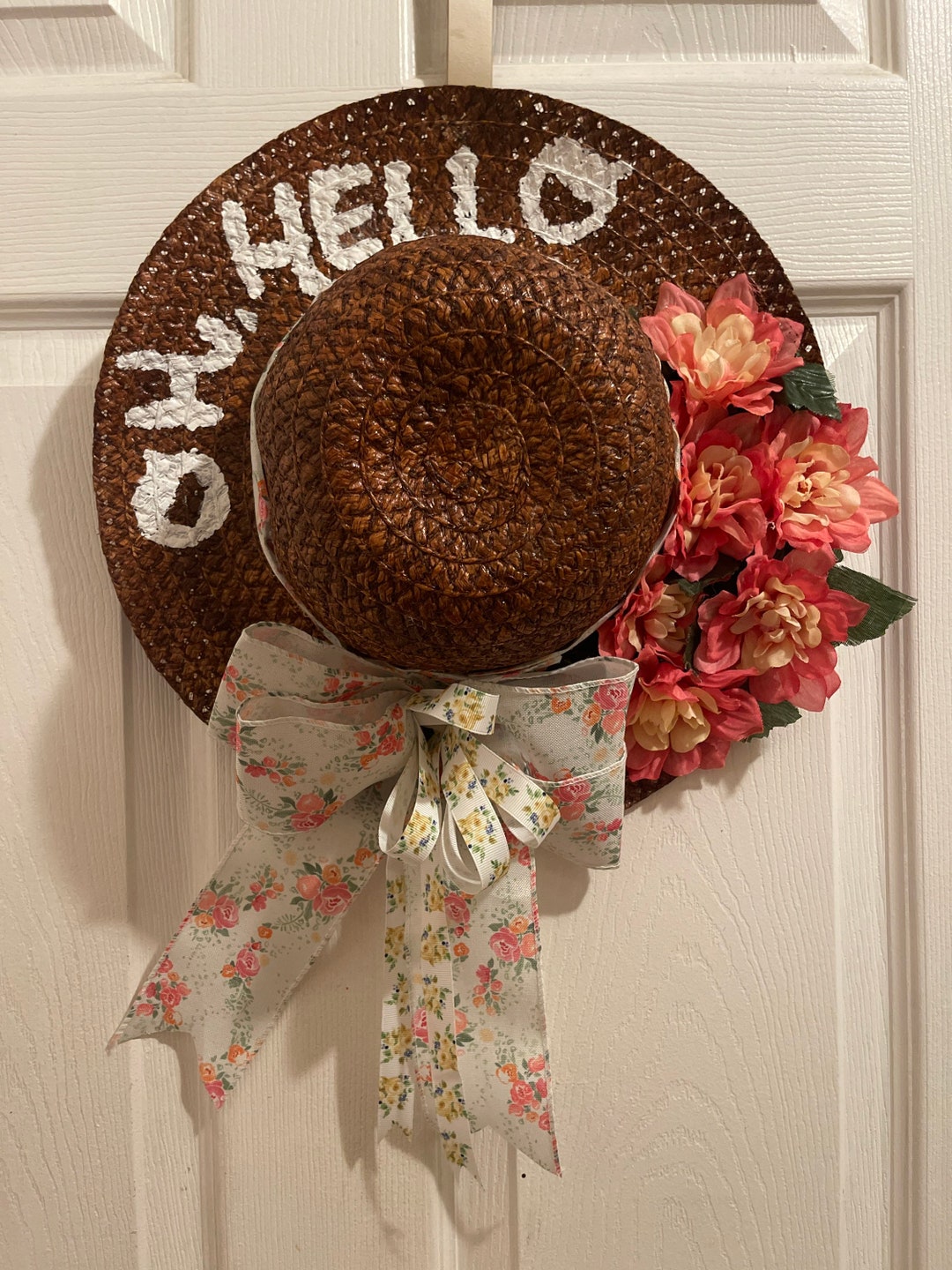 Hat Wreath, Straw Hat Wreath, Garden Hat Wreaths , Garden Hat, Wreath ...