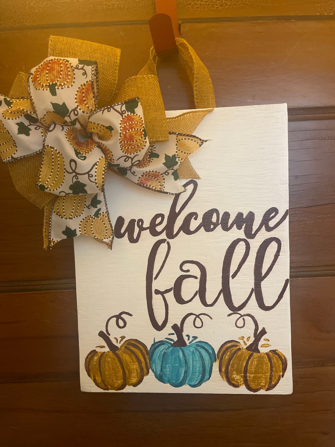 Welcome Fall Hanging Sign , Square Fall Hanging Sign, Fall Wall Decor ...