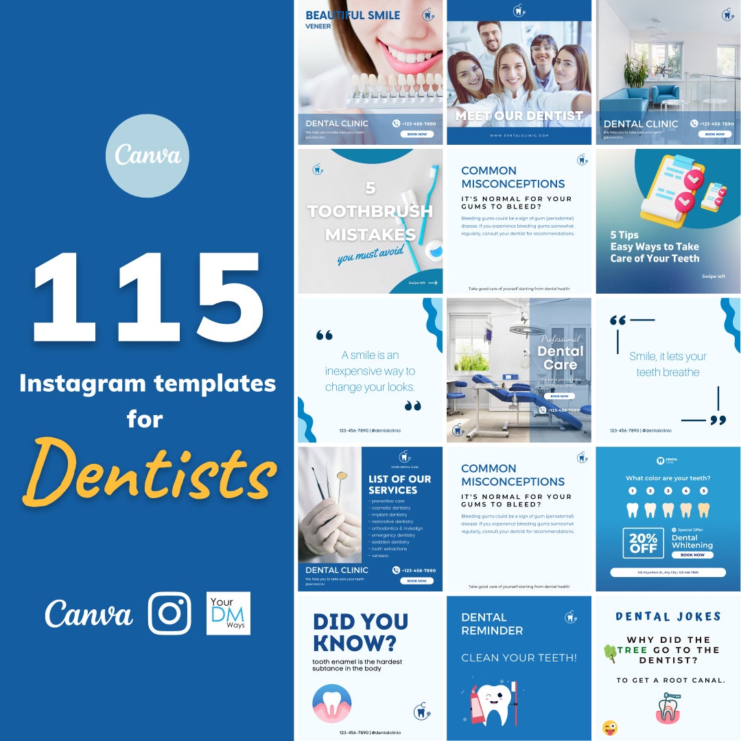115 Dental Instagram Templates | Instagram Template for Dentists ...