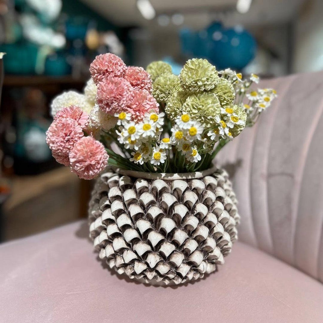 Sicilian Pinecone Ceramic Vase Creamy White - Etsy