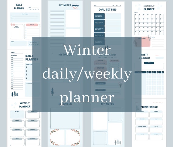 12 Winter Printable Planner Agenda Pages Downloadable Yearly | Etsy