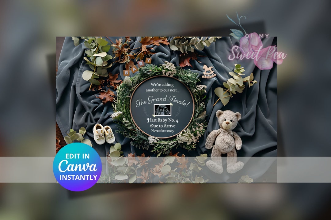 Grand Finale Pregnancy Announcement: Floral Baby Reveal (digital Card ...
