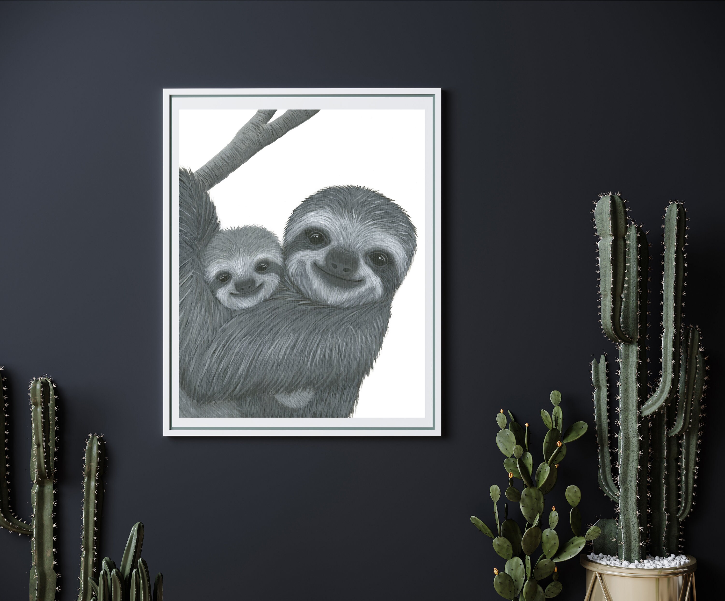Sloth Acrylic Painting Animal Wall Art Print of Original - Etsy
