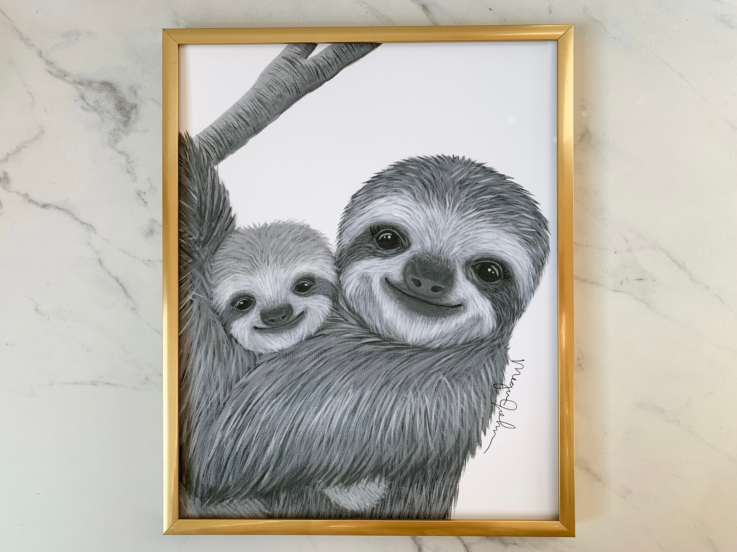 Sloth Acrylic Painting, Animal Wall Art, Print of Original, Nursery ...