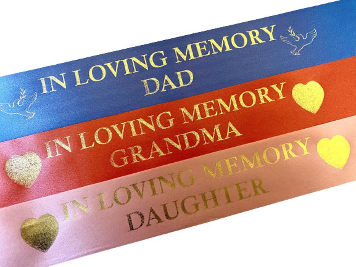Personalised Funeral in Loving Memory Sash Ribbon Poly - Etsy UK