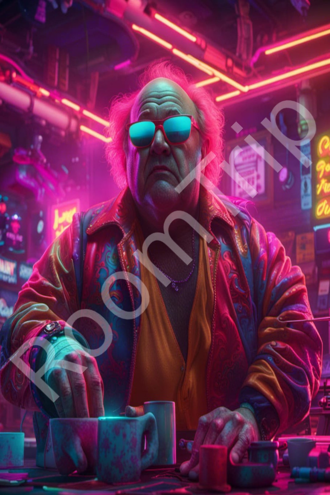 Danny Devito 2 Neon Synthwave Cyberpunk Art Prints Instant - Etsy