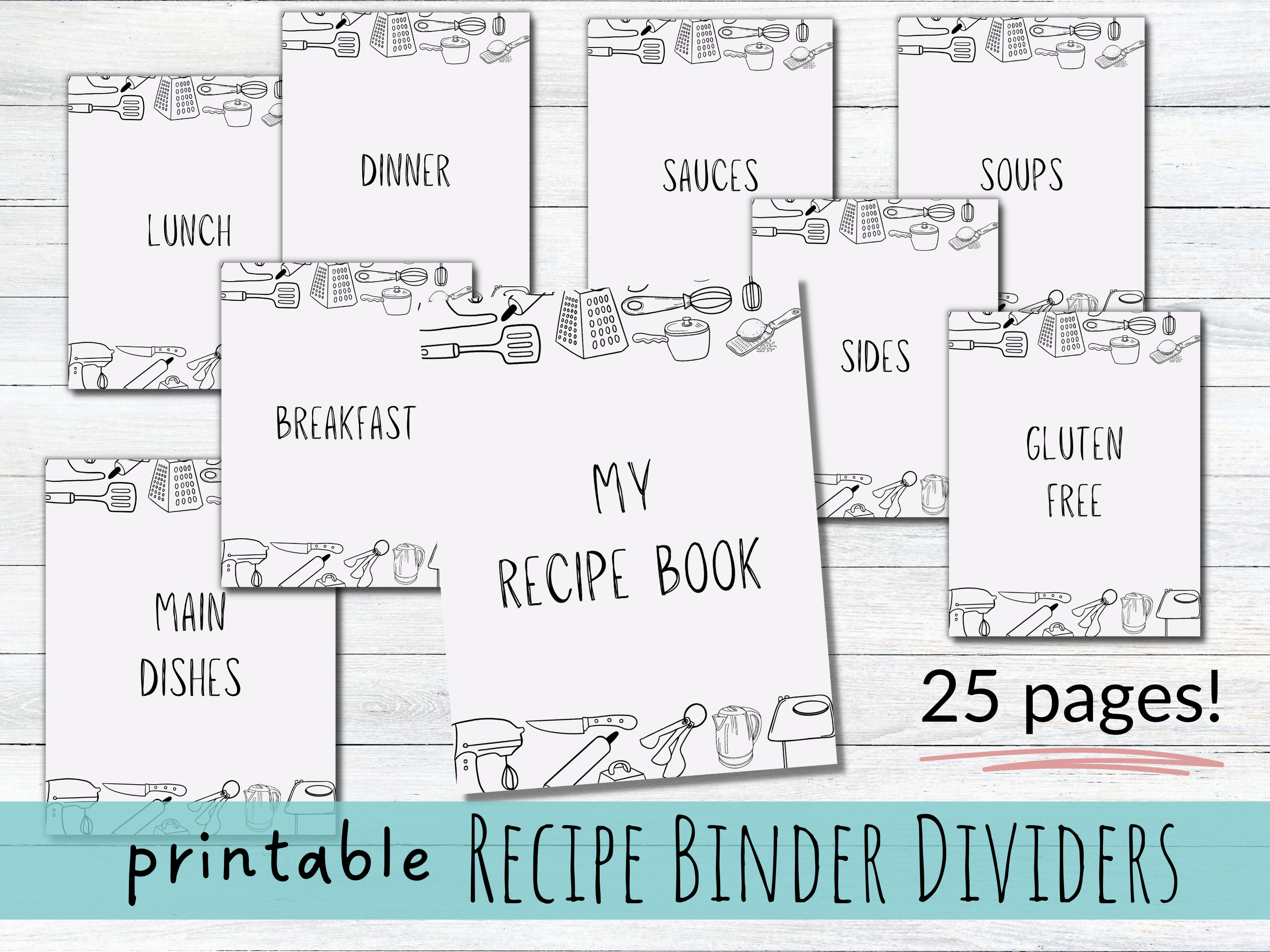 Family Recipe Binder Section Dividers, Instant Download - Etsy