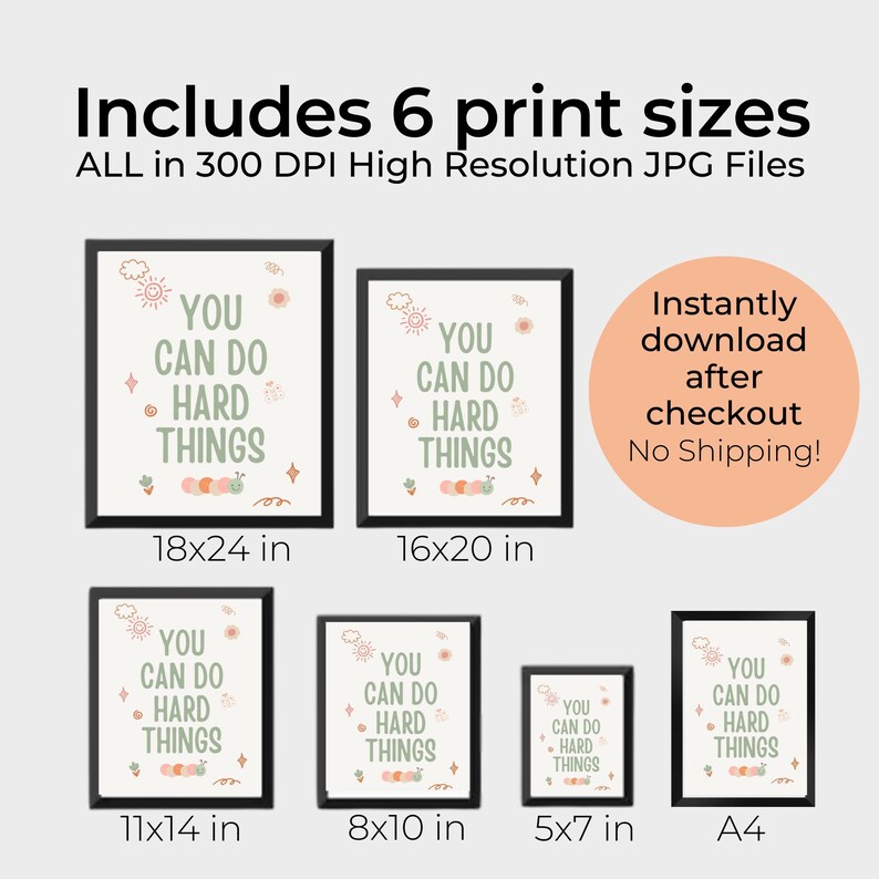You Can Do Hard Things Poster: Boho Kids Room Decor (digital Download ...