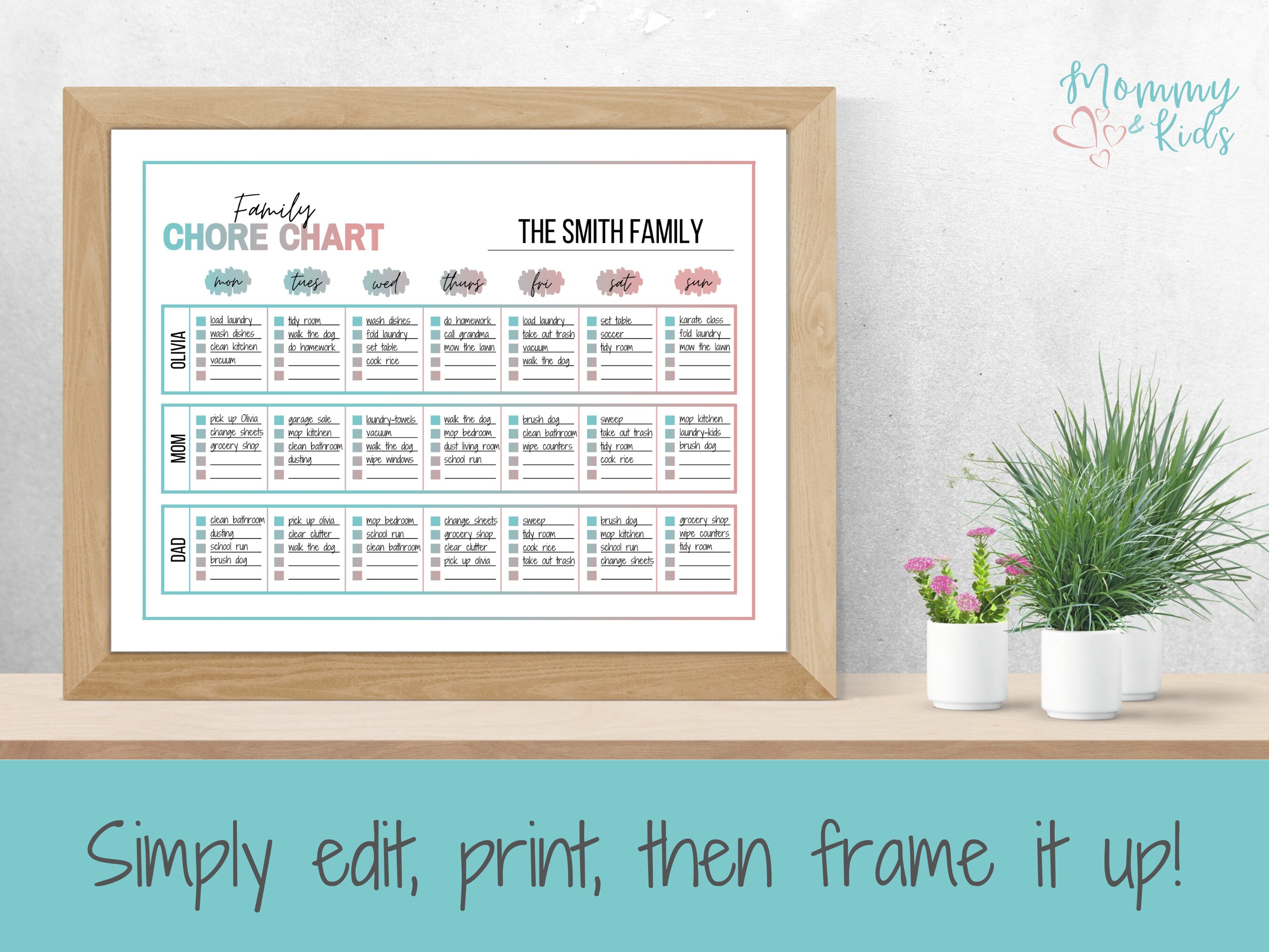 Editable Family Chore Chart Template - Instant Download - Customizable ...