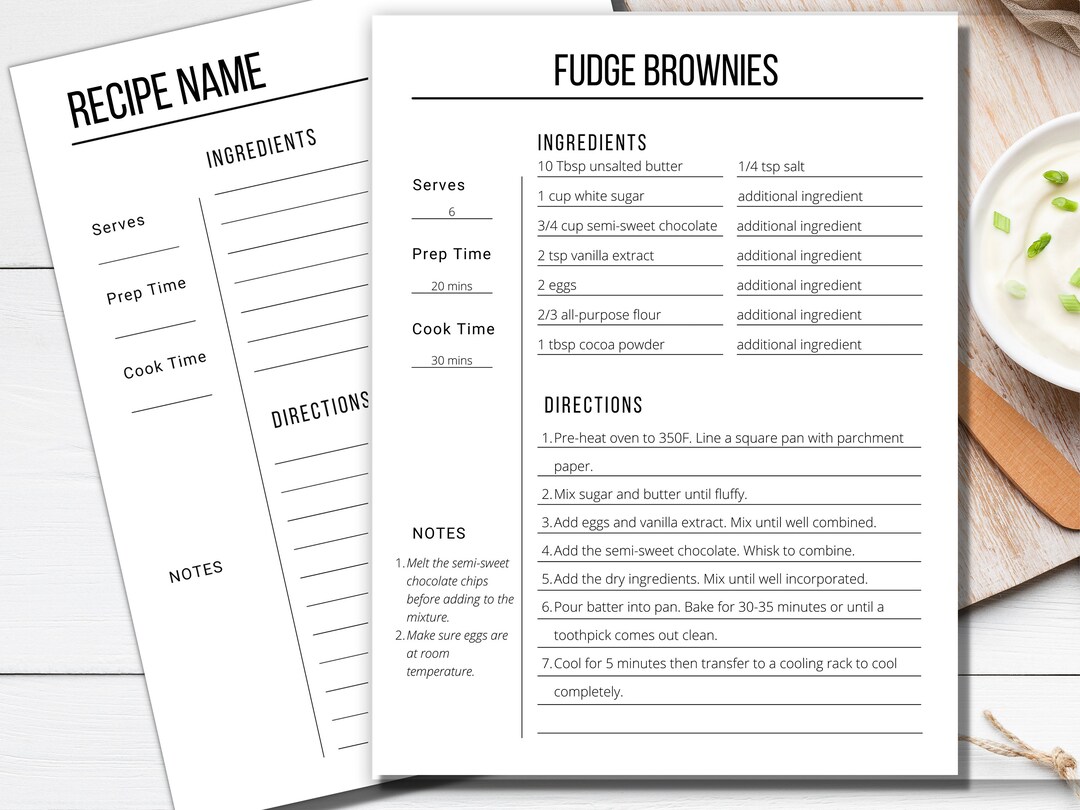 Editable Recipe Page Template, Custom Cookbook Templates, Family Recipe ...