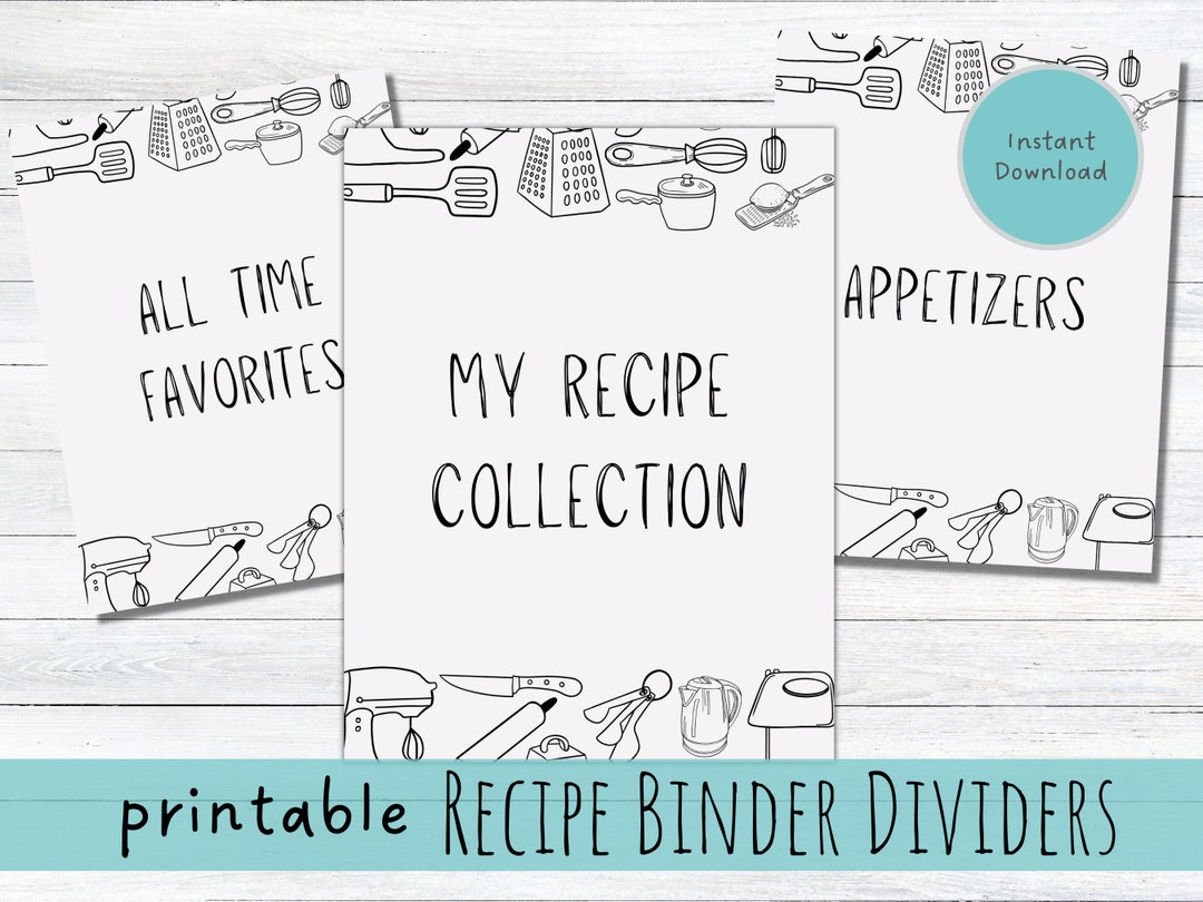 Family Recipe Binder Section Dividers, Instant Download - Etsy