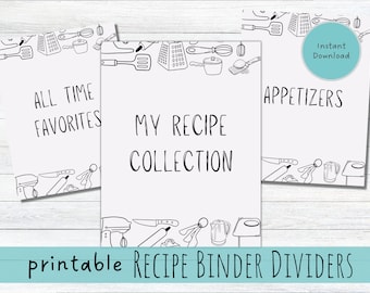 DIY Editable Keepsake Recipe Tabs Set of 12, Coordinates With Keepsake ...