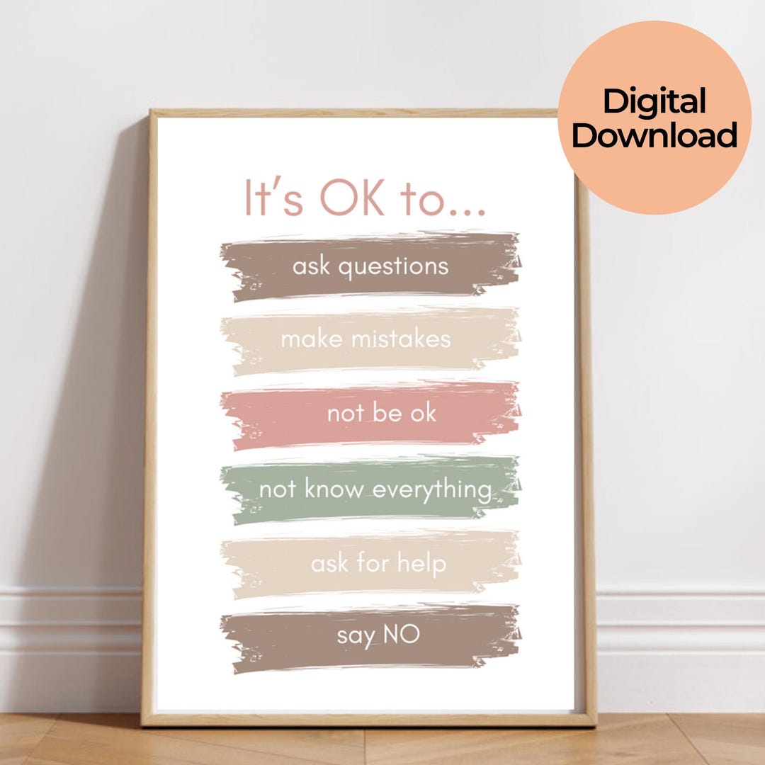 It's Ok to Not Be Ok Poster, Motivational Kids Art, Classroom Posters ...