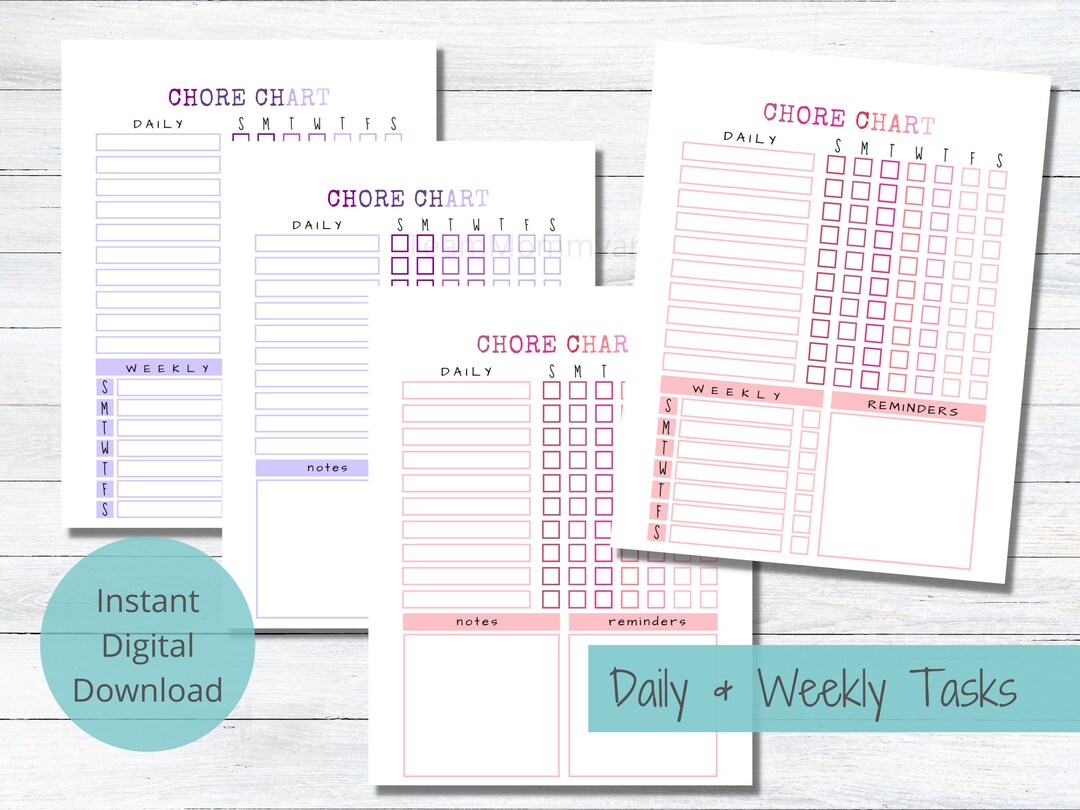 Kids Chore Chart Bundle | Daily & Weekly Routine | Homeschool To-do ...