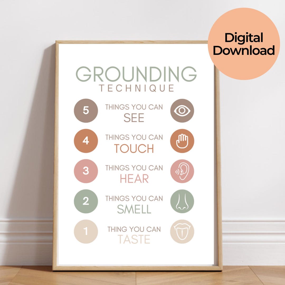 Grounding Technique Poster Mental Health Printable Calming Corner Decor ...