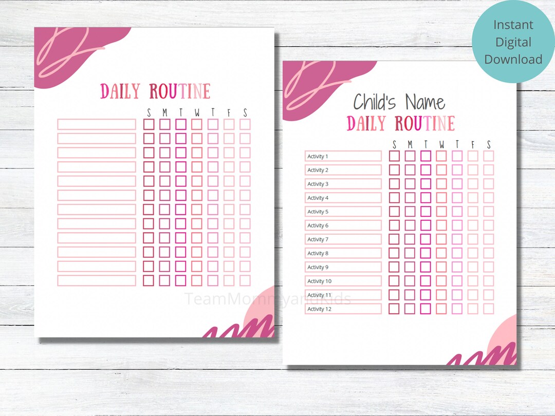 Editable Printable Kids Chore Chart With Custom Daily Routine ...