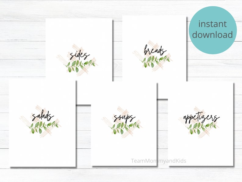 Personalized Leaf Recipe Binder Section Dividers and Cover Page, Family ...