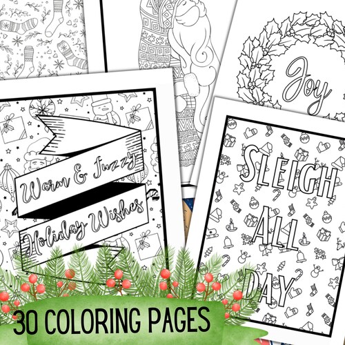Coloring Book christmas Joy Coloring Pages for Adults. | Etsy