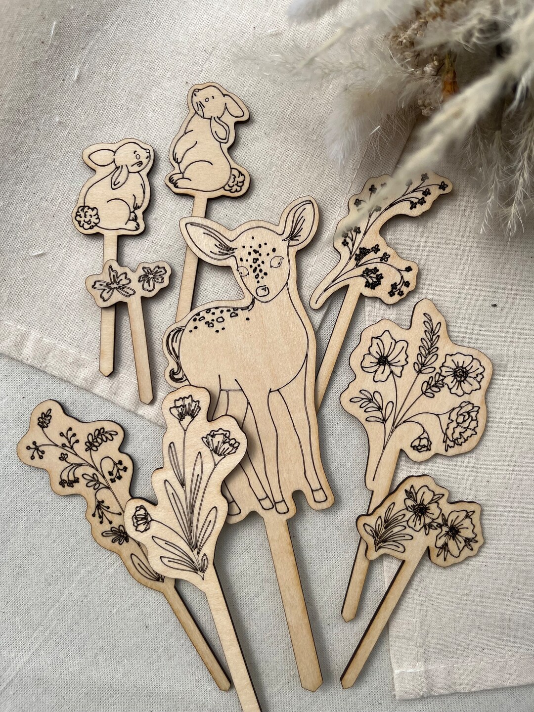 Wooden Cake Topper, Forest Animals Set, Cake Topper Children's Birthday ...