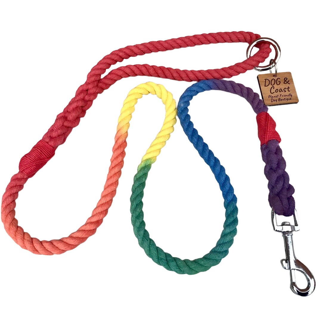Rainbow Dog Lead, Natural Cotton Rope Dog Lead, Rope Dog Leash, Eco ...