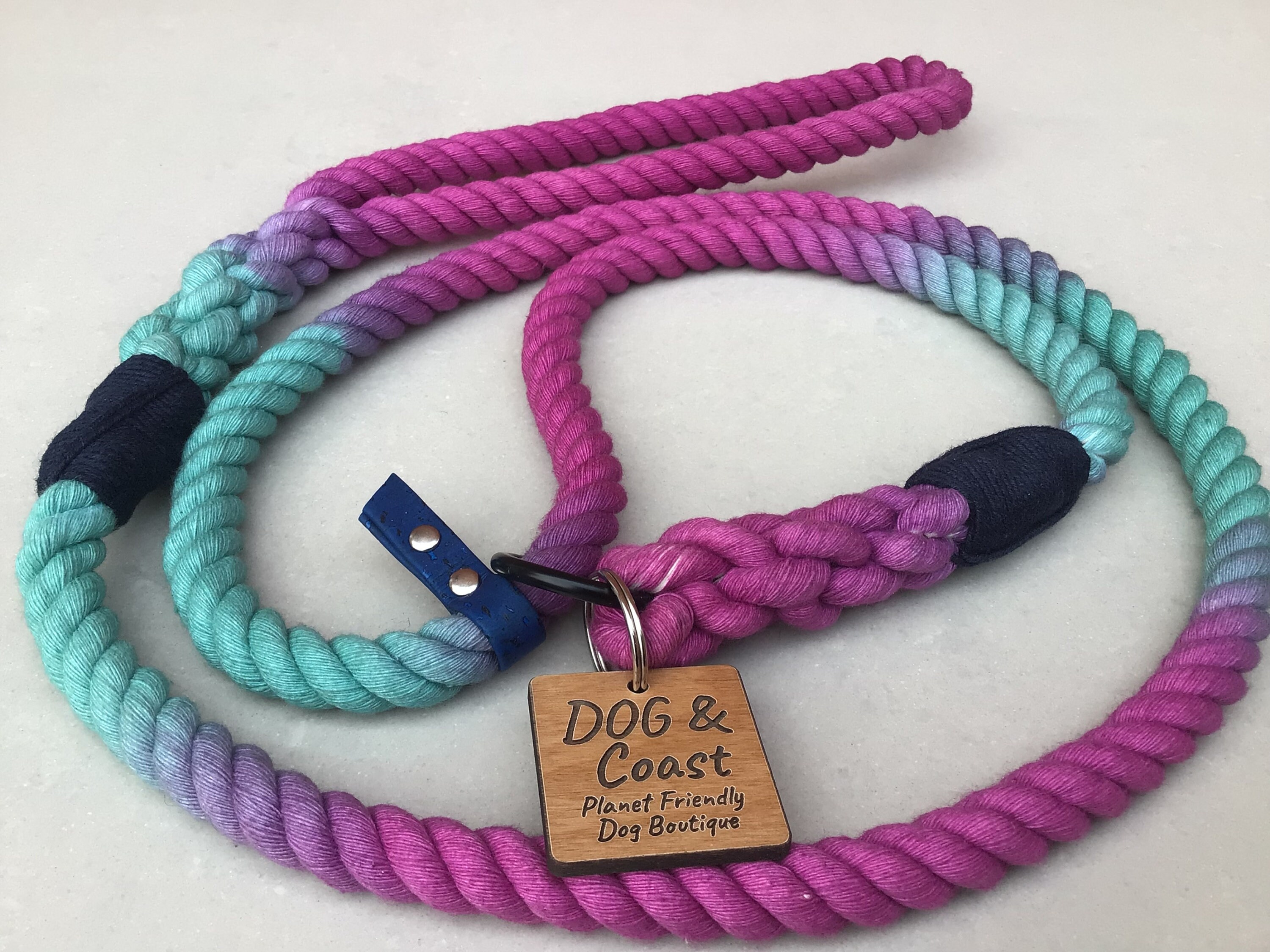 Slip Leash, Purple and Teal Cotton Rope Slip Lead, Colourful Rope Slip ...
