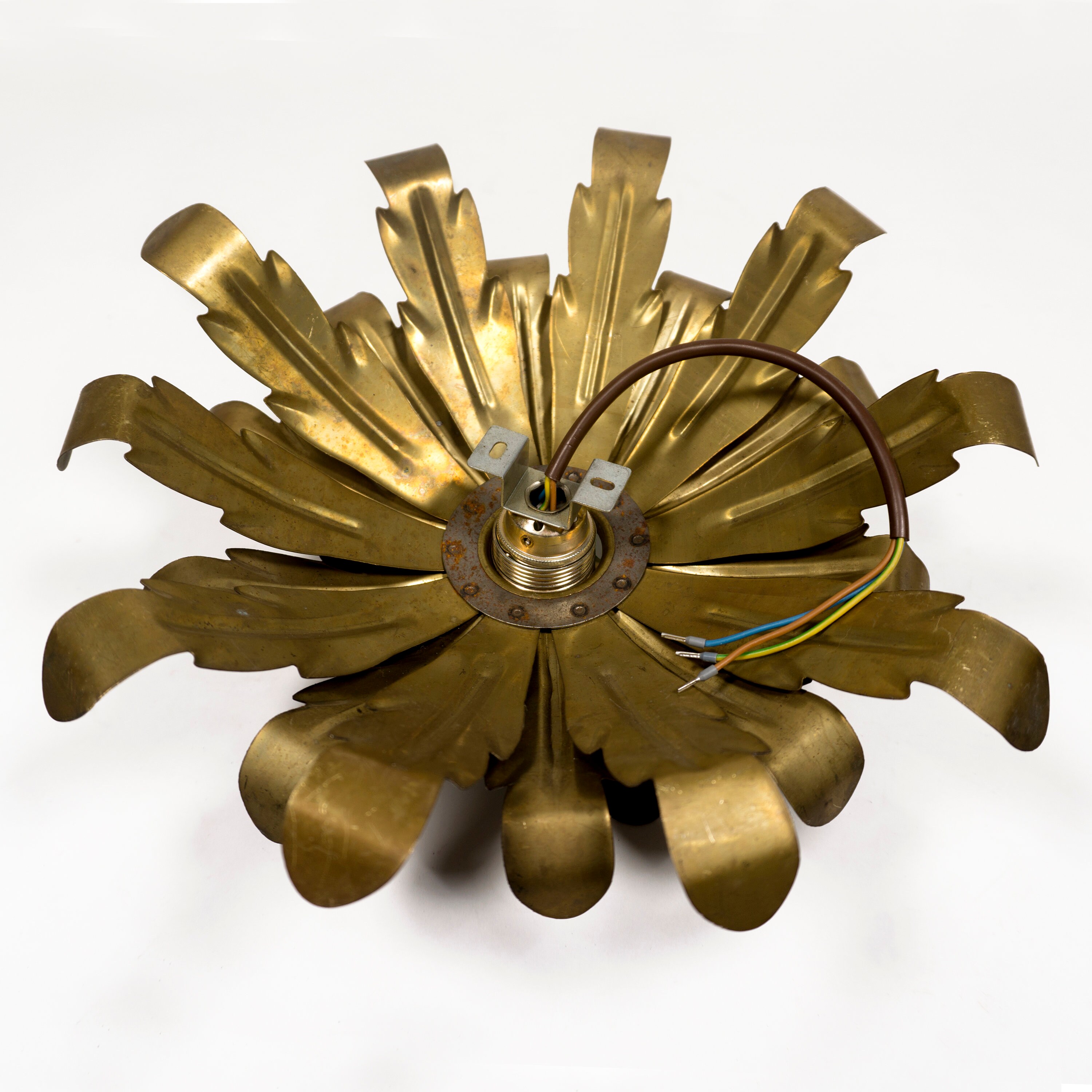 Beautiful Pair of Vintage Floral Brass Ceiling or Wall Lamps From the ...