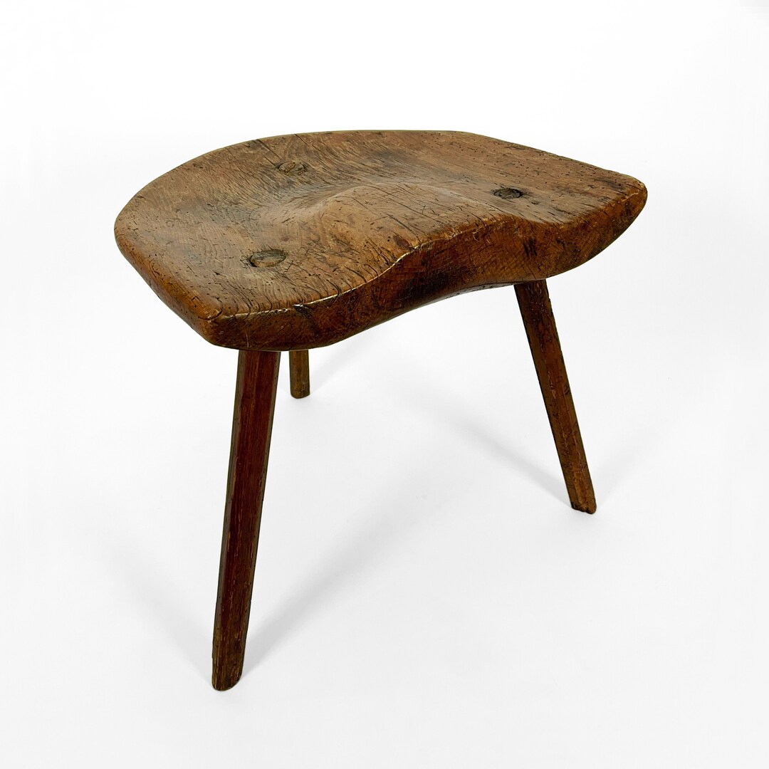 Shoemaker Stool Antique Vintage Brutalist Tripod Wood From the End of ...