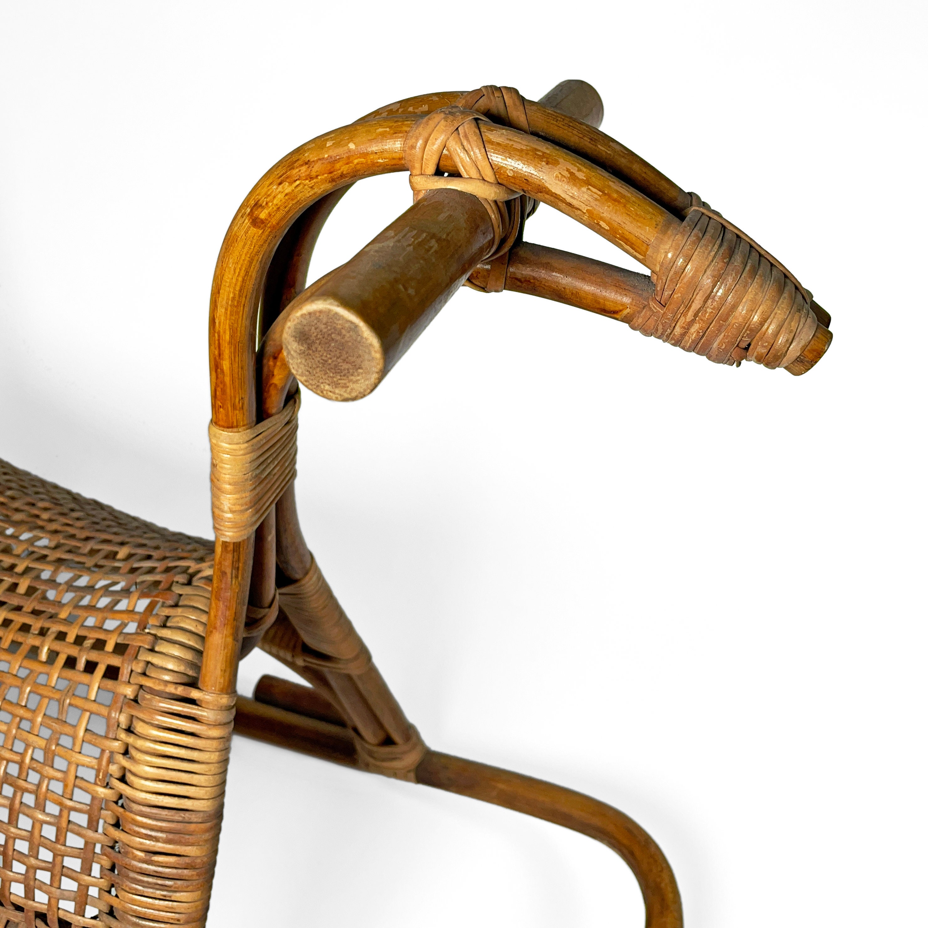 Vintage Mid Century Modern Bamboo Rattan Rocking Horse 1950s - Etsy