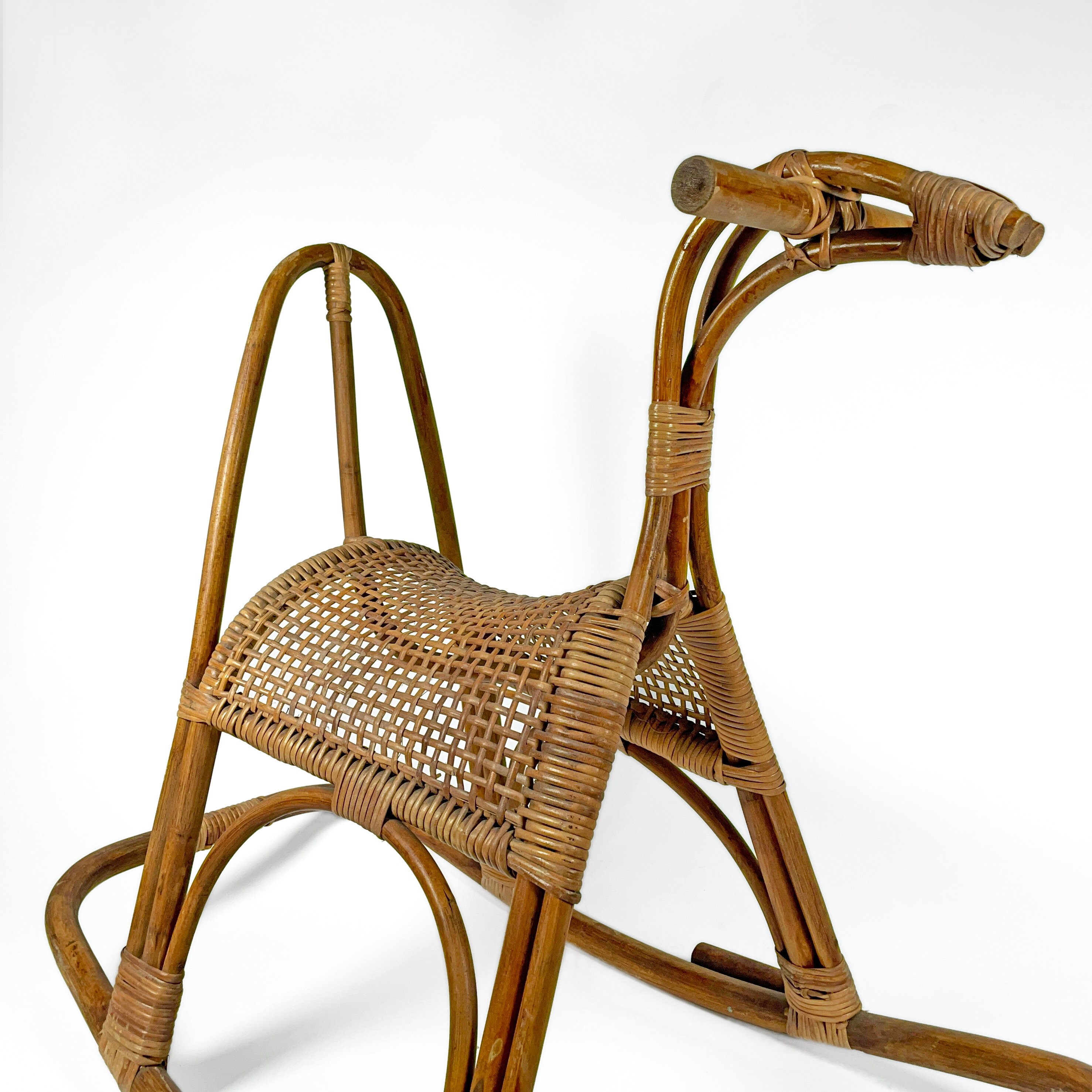 Vintage Mid Century Modern Bamboo Rattan Rocking Horse 1950s - Etsy