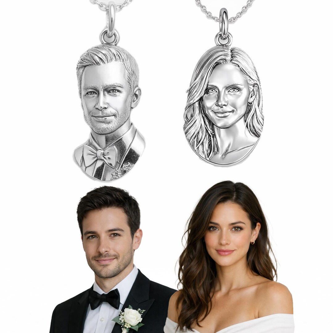 Custom Realistic Portrait Necklace From Your Photo | Handmade Sterling ...