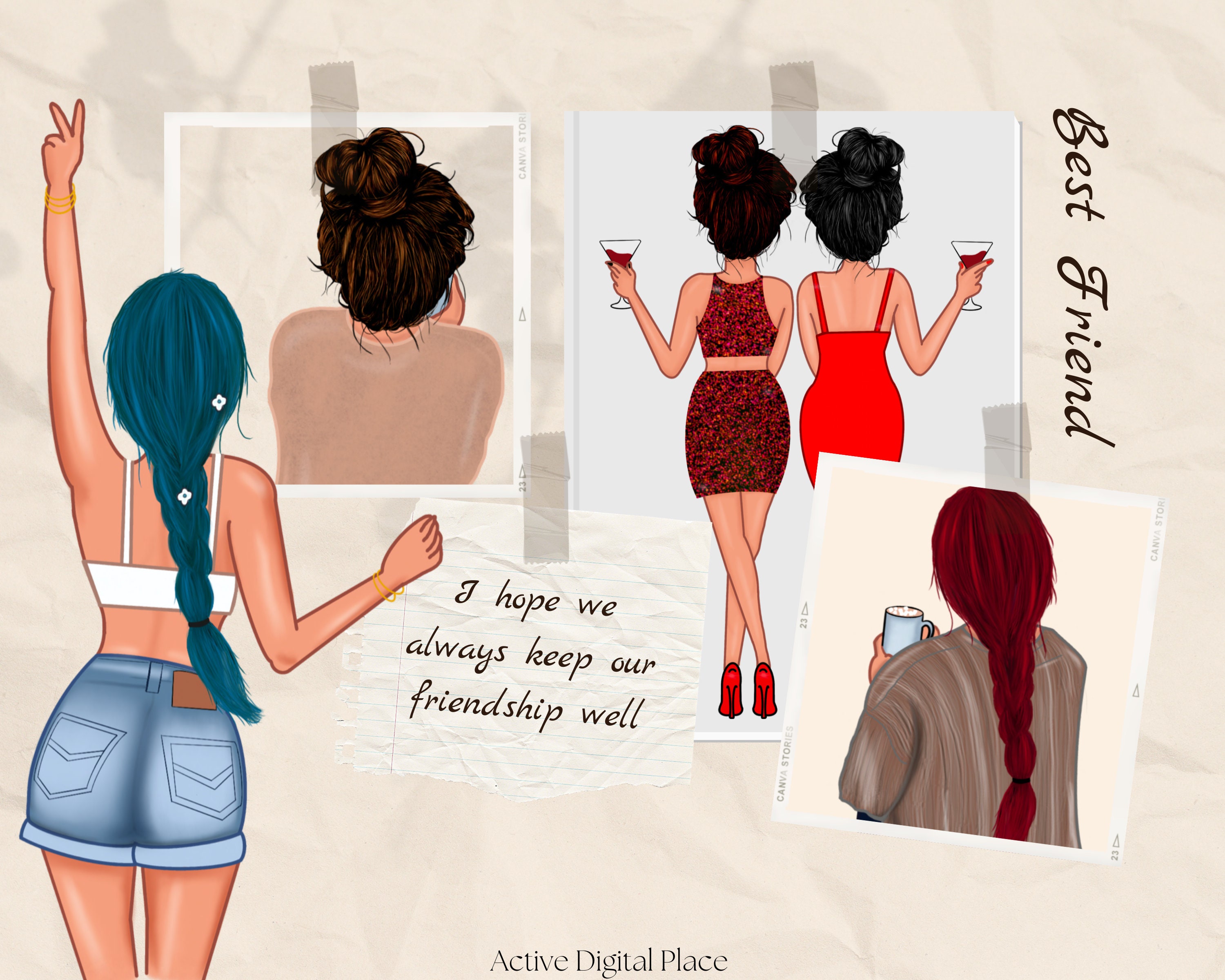 Best Friends Digital Stickers, BFF Forever Sticker, Friends Digital ...