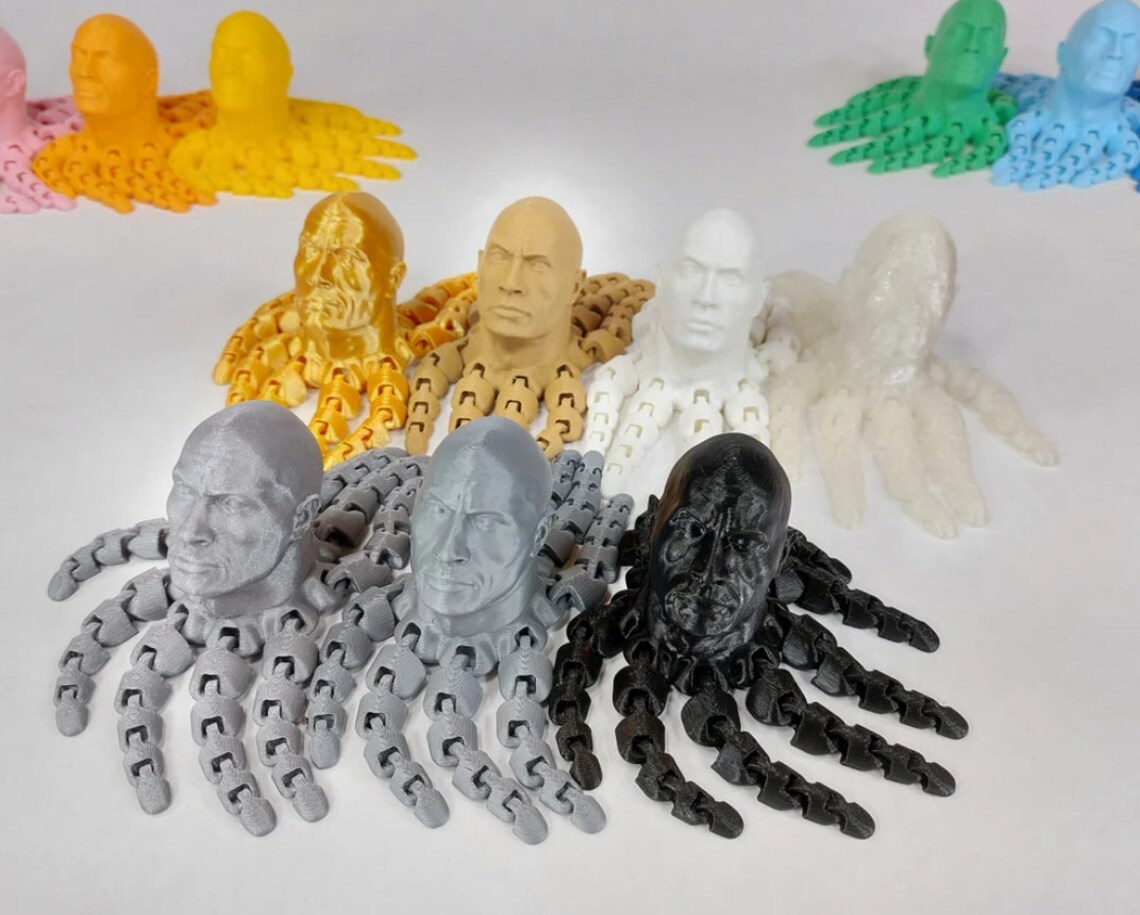 3D Printed Rocktopus, the Rock, Articulated Fidget, Dwayne Johnson ...