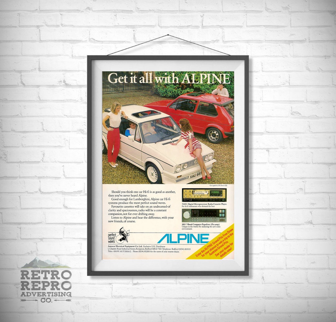 Vintage Alpine Stereo MK1 Golf GTI 80s Magazine Advertisment Classic ...