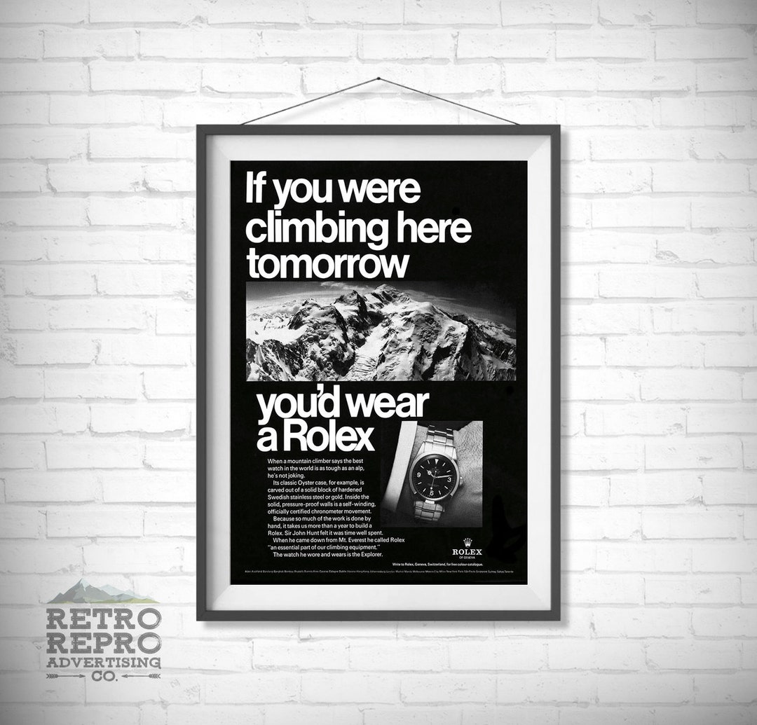 Vintage Rolex Climbing Mountaineer Watch BW Magazine Advertisment ...