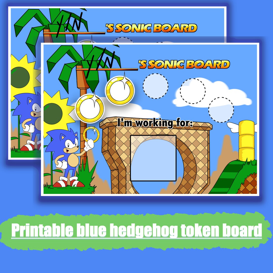 Cute/for Kids Blue Hedgehog Token Board/token Reward Chart/rewards ...