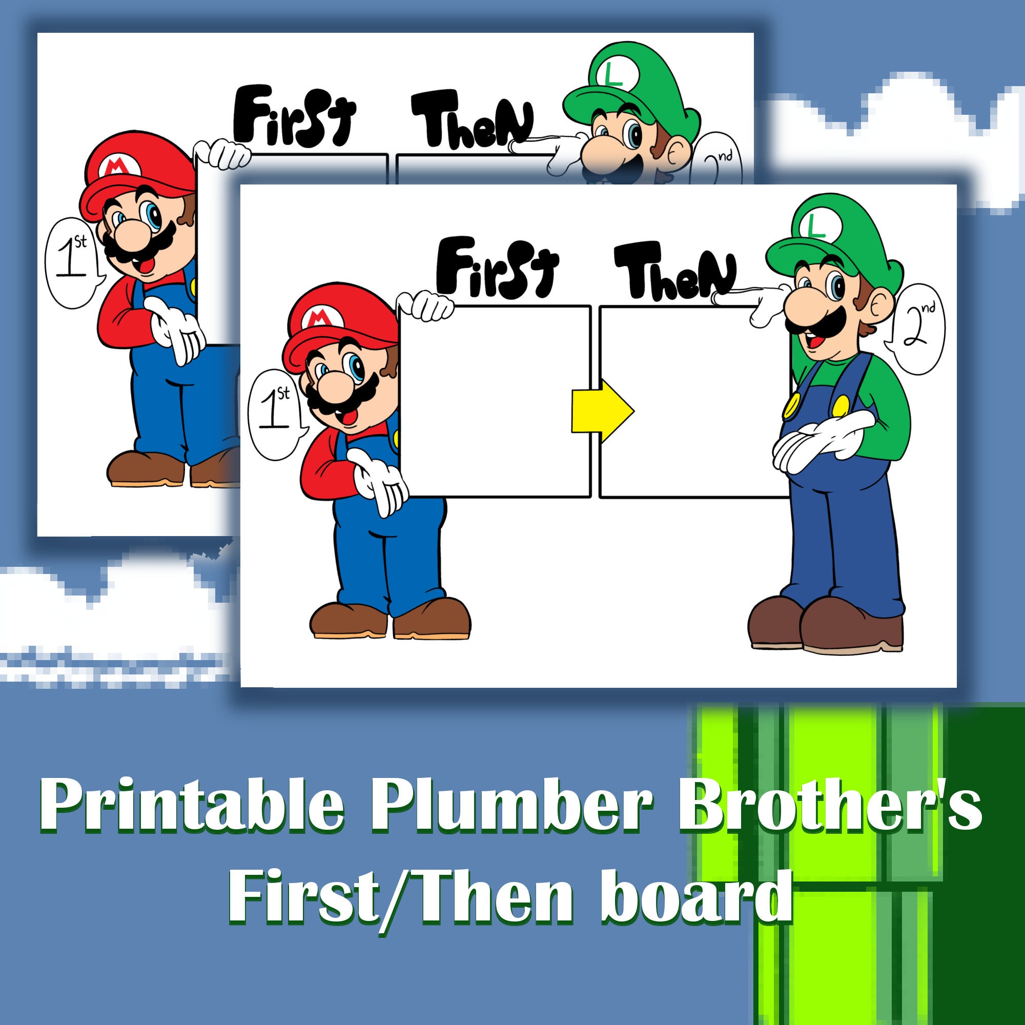 Printable Two Plumber Brothers First/then Visual Board - Etsy