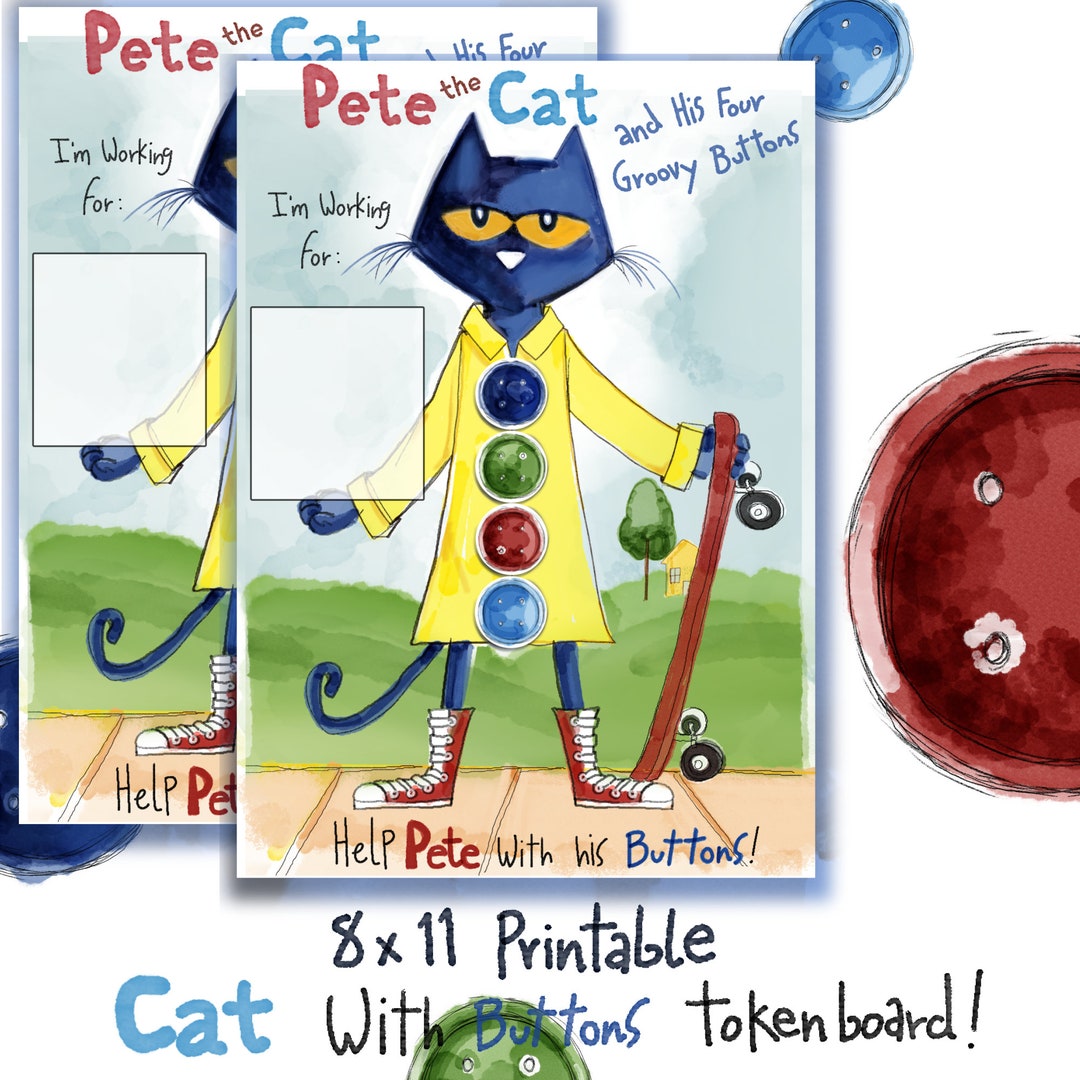 Cute/for Kids Cat With Buttons Token Board/token Reward Chart/rewards ...