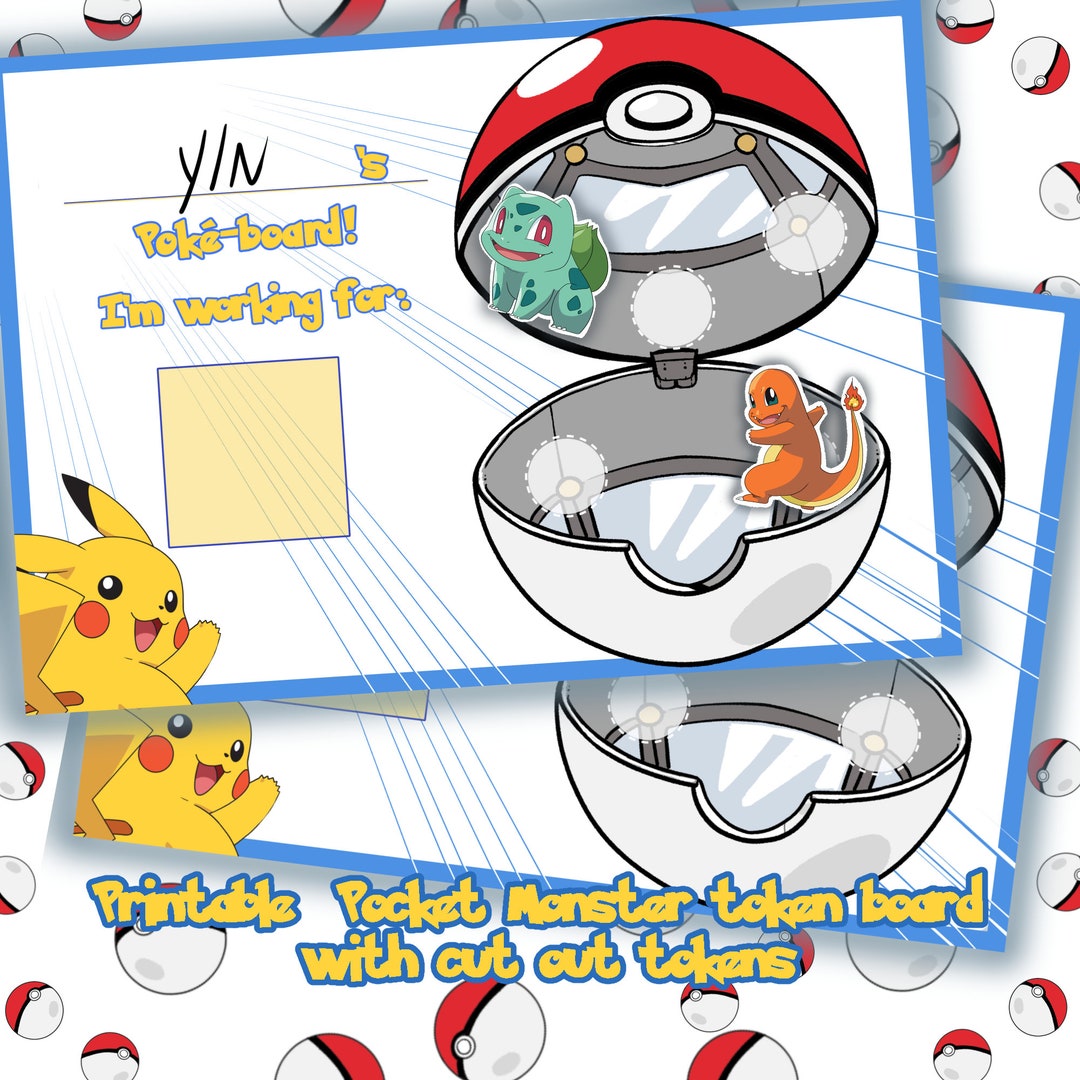 Cute/for Kids Pocket Monster Token Board/token Reward Chart/rewards ...
