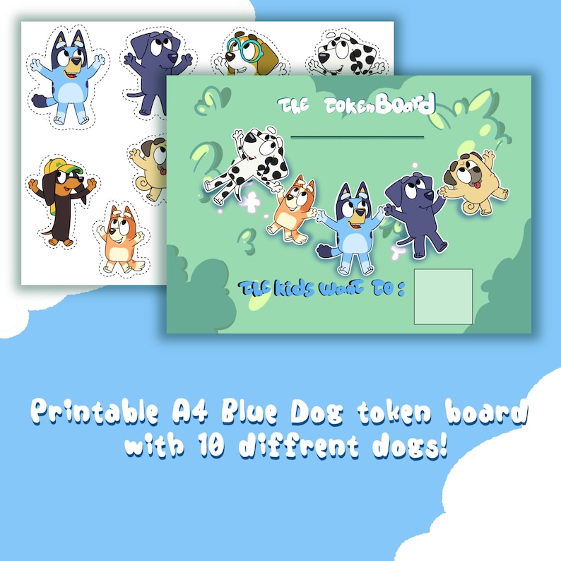 Cute/for Kids Blue Dog Token Board/token Reward Chart/rewards / Token ...