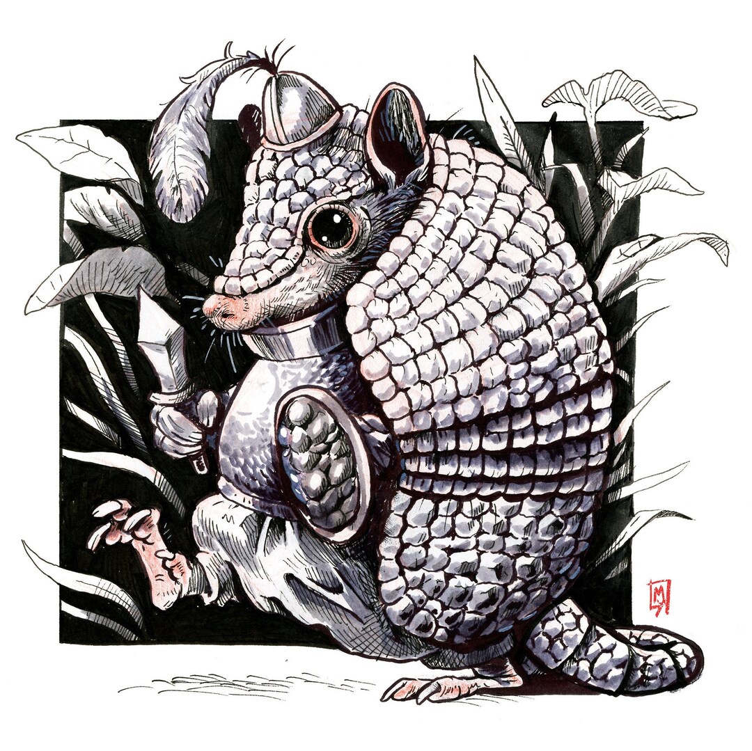 Armadillo Knight Art Print, Armored-dillo, 8x10, 5x7 - Etsy