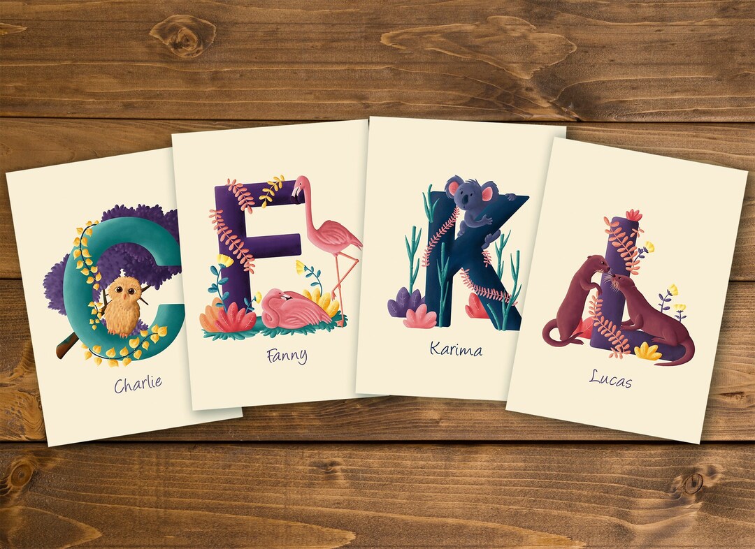 Postcards and Posters of Birth Alphabet and Abecedary of Animals ...