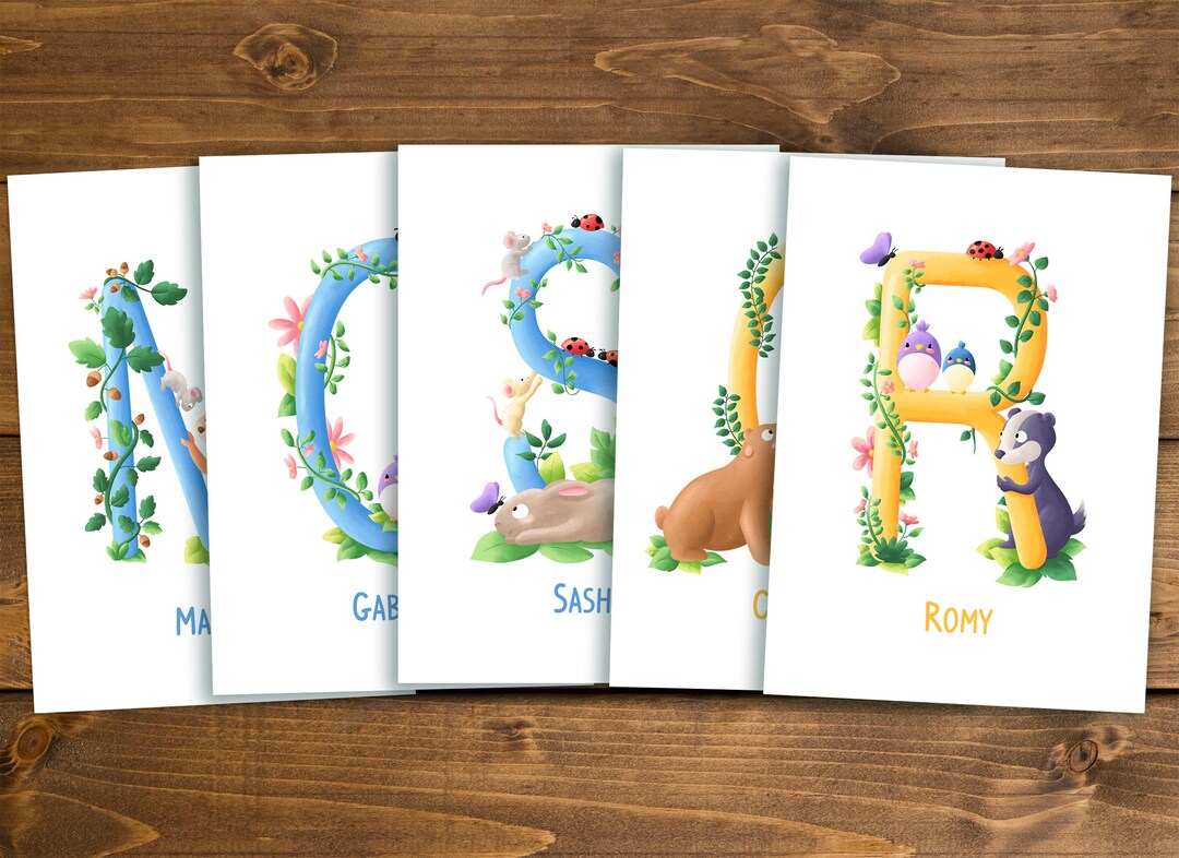 Personalized Postcard With the Child's First Name, Forest Animal Theme ...