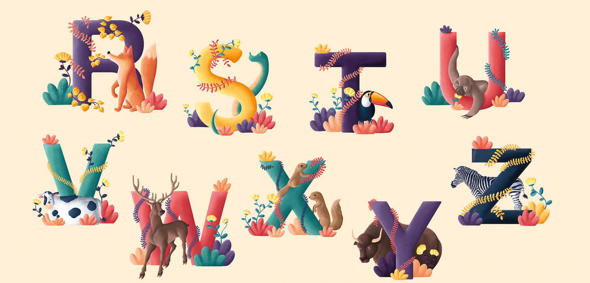 Postcards and Posters of Birth Alphabet and Abecedary of - Etsy