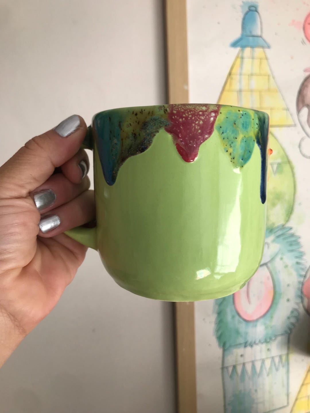 Lime Green, Huge Mug,handmade Ceramic Colorful Mug,handmade Green Mug ...